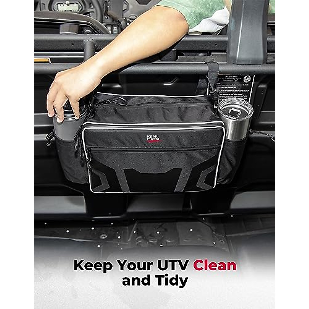 KEMIMOTO UTV Storage Bag Compatible with Pioneer 1000-6 RZR XP 1000 4 Can-Am Defender MAX Water-resistant Backseat Storage Bag 1680D Oxford cloth Backseat Organizers