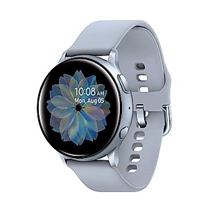 Samsung Galaxy Watch Active2 (Silicon Strap + Aluminum Bezel) Bluetooth - International (Cloud Silver, R820-44mm)