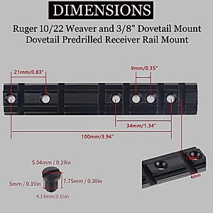 GOTICAL Ruger 10/22 and 3/8" Tactical 4x32 Compact Scope Rangefinder Reticle Hunting Riflescopes Cross-Hair Reticle and Ruger 10/22 Weaver and 3/8" Predrilled Receiver