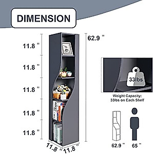 AOTIFARM Wall Corner Bookcase Tall Bookshelf Storage Organizer 5 Tiers Corner Shelf Stand Wood Display Storage Rack Home Furniture Natural Wood Ladder Shelf