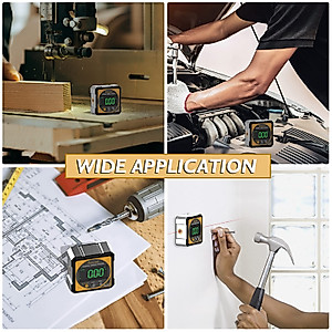 TOOLIOM Digital Angle Finder with Dual Electronic Laser 4-side Strong Magnetic Angle Gauge Rechargeable Digital Level Tool with Type-C Charging Port for Woodworking and Building