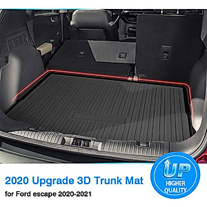 KUST Custom Fit Cargo Mat for 2020-2023 2024 Ford Escape Hybrid & No-Hybrid Cargo Liner All Weather Trunk Liner Tray Black TPO