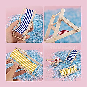 Framendino, 3 Pack Miniature Foldable Beach Chair 1:12 Mini Deck Chair Longue for DIY Fairy Garden Bonsai Ocean Beach Micro Landscape Decoration