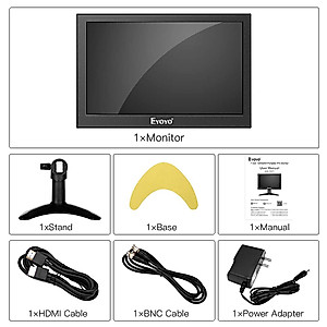 Eyoyo 7 Inch Small Monitor, Mini Hdmi Monitor IPS Display Screen Support HDMI VGA AV BNC Inputs, Secondary Monitor for PC/Computer/Raspi/Laptop/Security Camera/CCTV/PS4