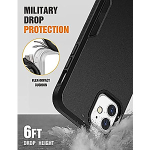 WVM Designed for iPhone 12 Case, Designed for iPhone 12 Pro Case [with 2 Pcs Glass Screen Protector & 2 Pcs Camera Lens Protector] Shockproof Protective Case for iPhone 12/12 Pro 6.1 inch, Black