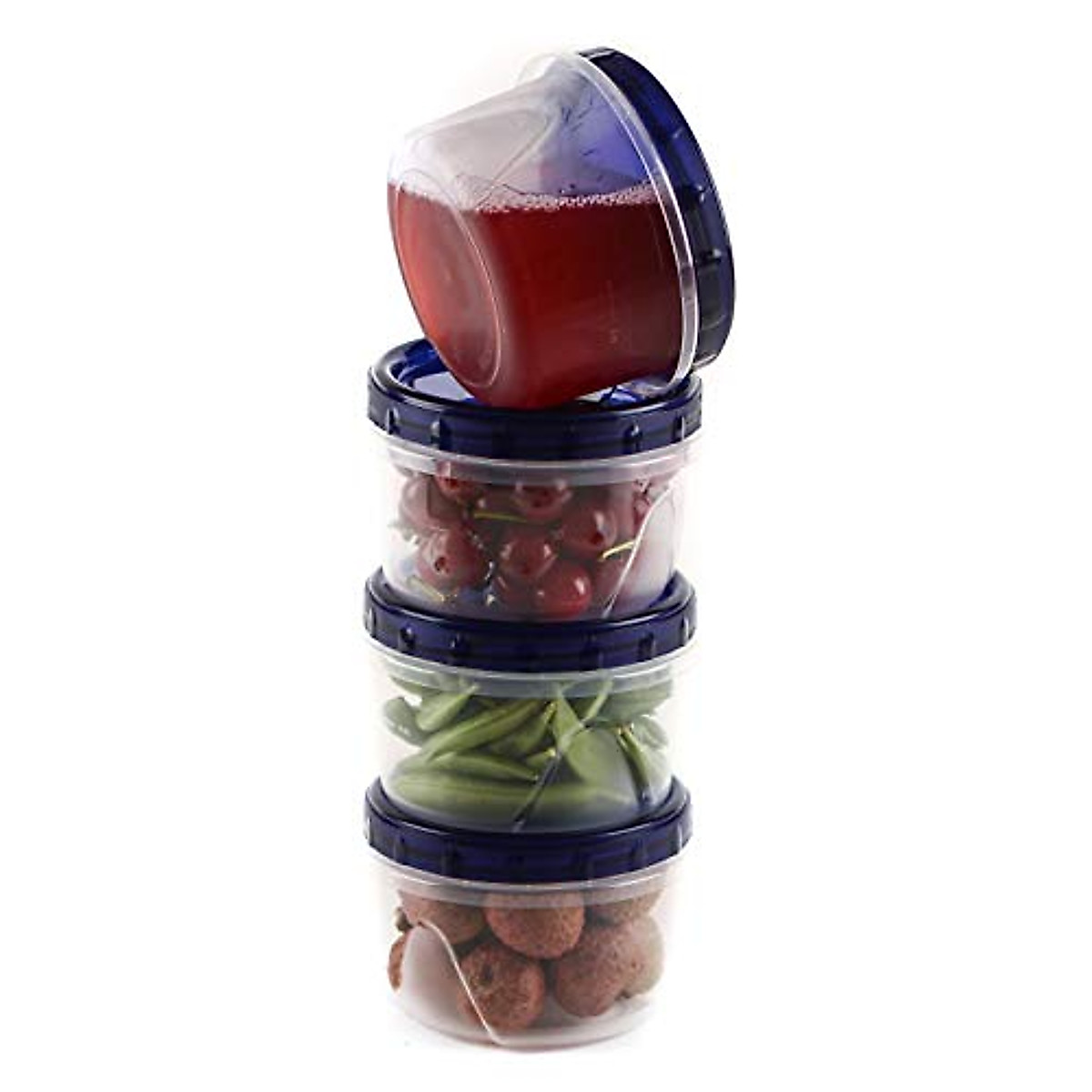 [5 PACK] 16 oz Twist Top Storage Deli Containers - Airtight Reusable Plastic Food Storage Canisters with Twist & Seal Lids, Leak-Proof - Meal Prep, Lunch, Togo, Stackable, BPA-Free Snack Containers