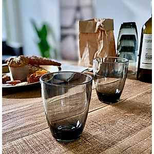 KLIFA- ETON- 15.2 ounce, Set of 6, Acrylic Tumbler Drinking Glasses Cups, BPA-Free, Stackable Plastic Drinkware, Dishwasher Safe, Gray-Black