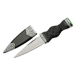Szco Supplies 7" Emerald Colored Adorned Sgian Dubh Scottish Dirk Knife with Scabbard Black, 211545-GN