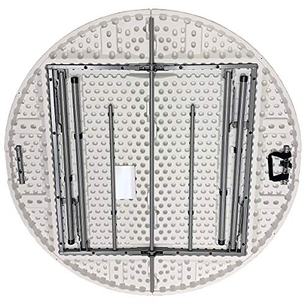 Plastic Development Group 4 Foot Round Folding Multipurpose Banquet Table with Secure Base for Indoor and Outdoor Events, White