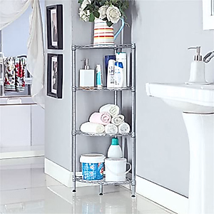 Tuklye 4 Tier Corner Storage Shelves Wire Shelving Unit Metal Shelf Steel Storage Rack for Laundry Bathroom Kitchen Pantry Closet 11.81" L x 11.81" W x 35.43" H