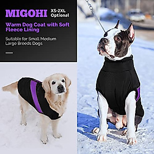 MIGOHI Warm Dog Jacket, Turtleneck Winter Dog Coat for Cold Weather, Windproof Dog Padded Vest with Fleece Lined for Outdoor, Zip Up Snowproof Dog Sweater Apparel for Small Medium Large Dogs