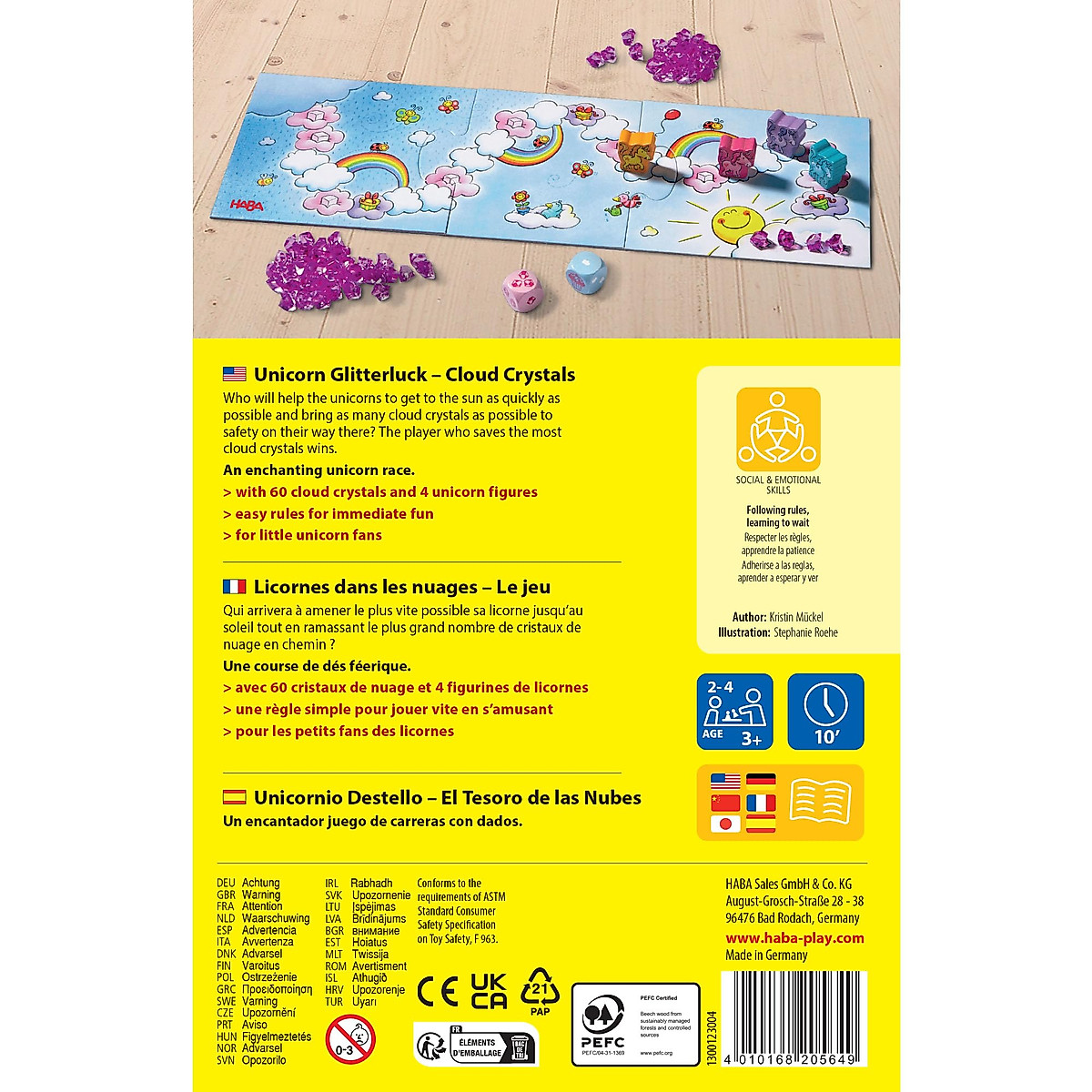 HABA Unicorn Glitterluck Cloud Crystals - A Sparkling Dice Games Competition, Children's Games & Unicorn Gifts for Ages 3+, Made in Germany