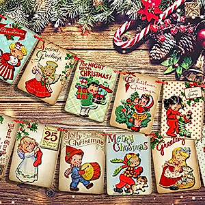 Vintage Christmas Decorations Christmas Party Banner - Christmas Decor Retro Xmas Banner Santa Claus Candy Cane Garland Indoor Outdoor,Christmas Party Favors/Sign/Photo Prop