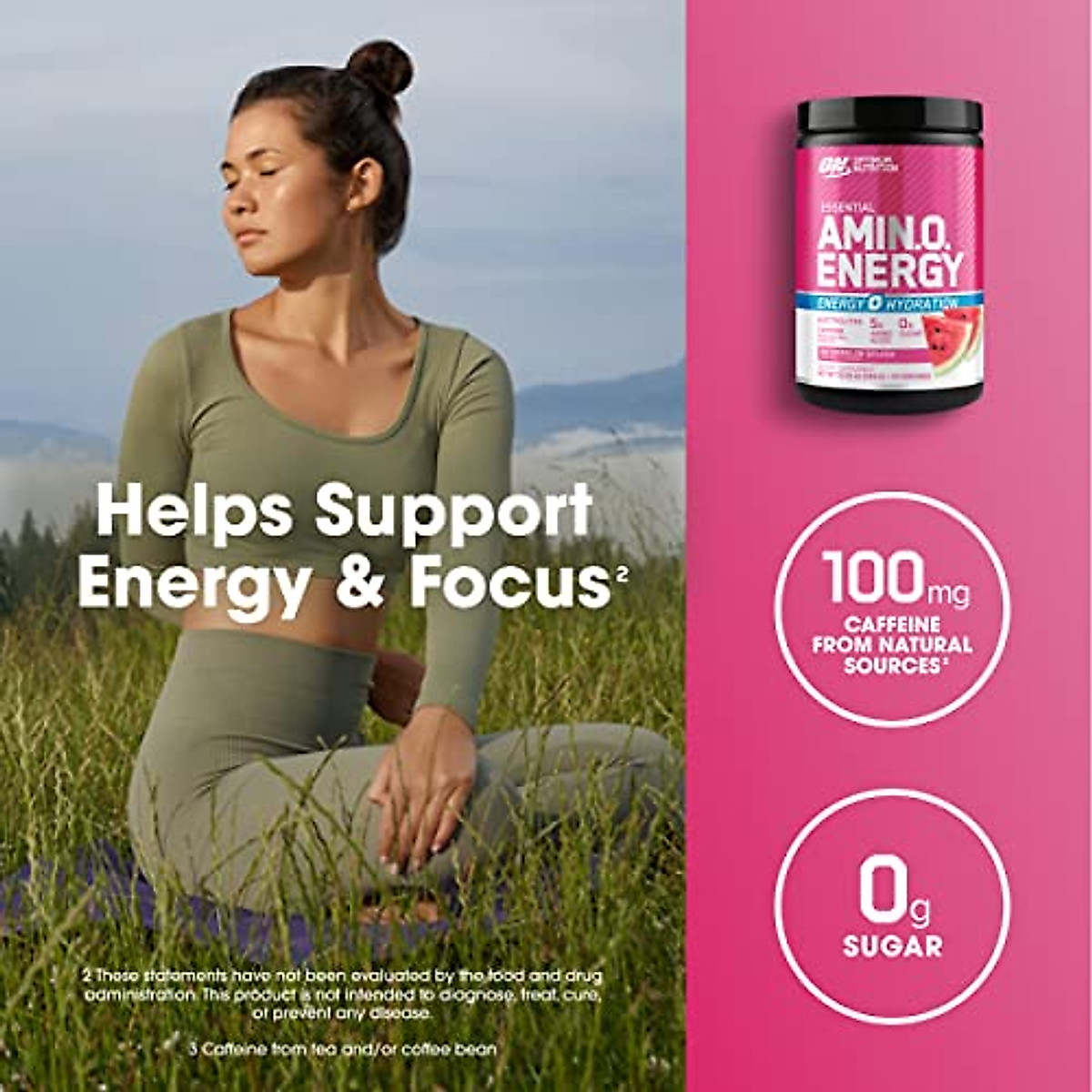 Optimum Nutrition Amino Energy Plus Electrolytes Energy Drink Powder, Caffeine for Pre-Workout Energy, Amino Acids / BCAAs for Post-Workout Recovery, Watermelon Splash, 30 Servings- Packaging May Vary