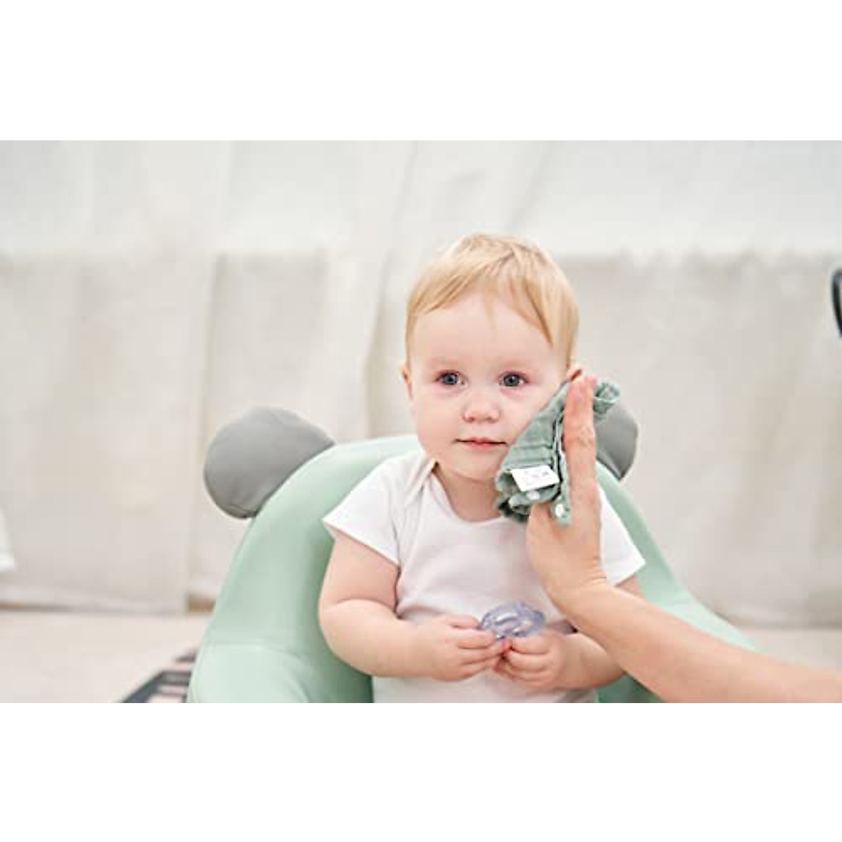 CottCare 12-Pack Muslin Baby Drool Bibs 100% Cotton for Boys and Girls,Soft and Absorbent/Atrovirens/Green/Apricot white/Grey