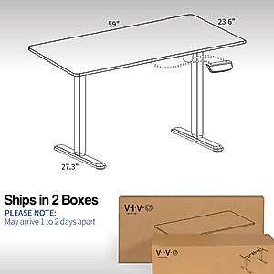 VIVO Electric Height Adjustable 60 x 24 inch Stand Up Desk, Espresso Solid One-Piece Table Top, Black Frame, Standing Workstation with Elegant Touch Screen Controller, DESK-KIT-2E6E