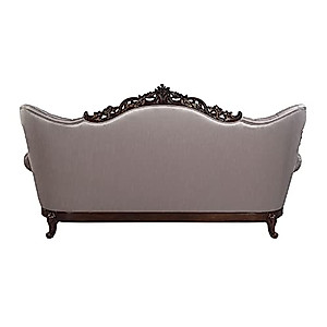 Acme Benbek Sofa with 5 Pillows in Taupe and Antique Oak