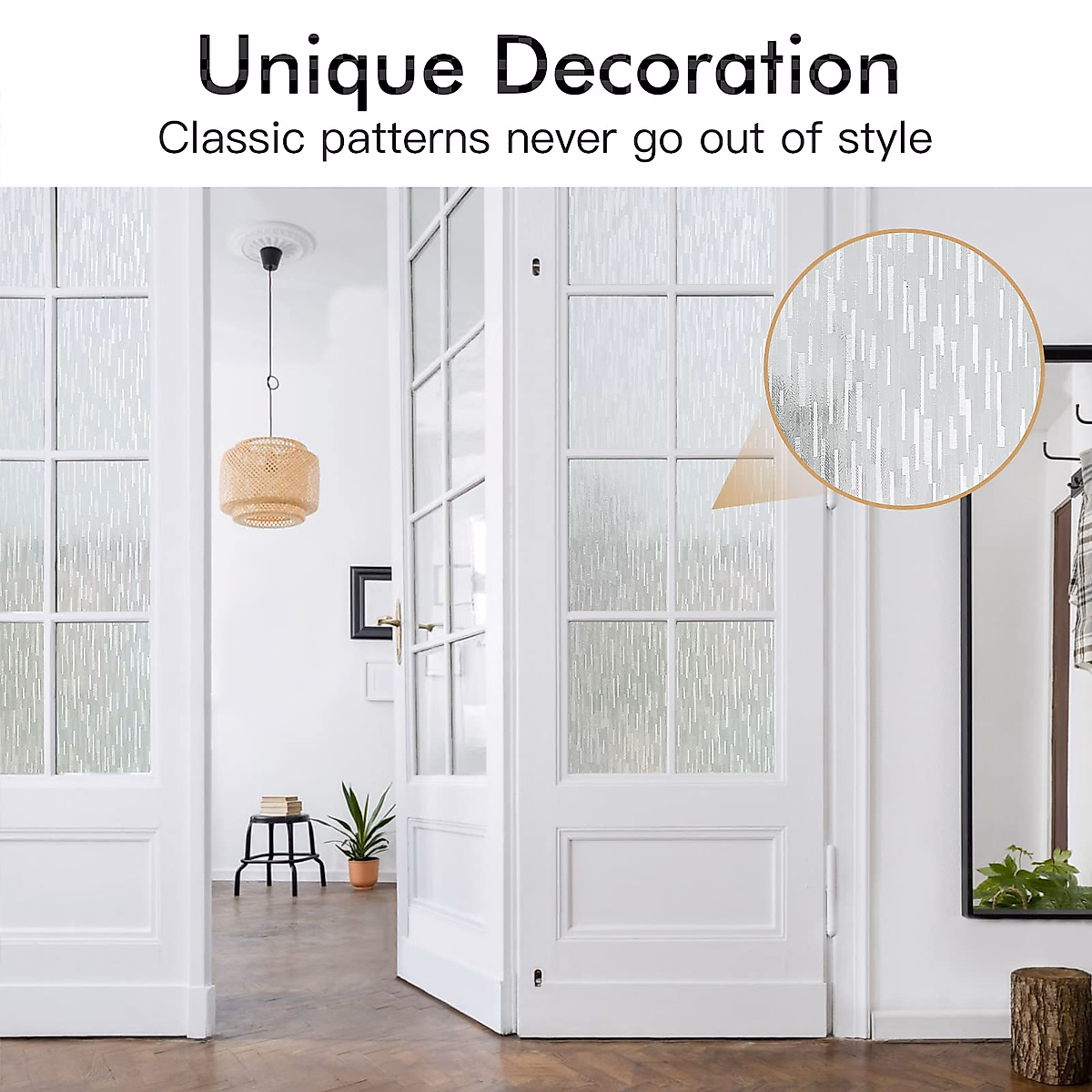 Haton Window Privacy Film, Frosted Glass Static Cling Sun Heat Blocking Window Clings, Frosting Opaque Coverings, Vinyl Removable Stickers Tint for Home Door Office, Non Adhesive 17.5" x 78.7"