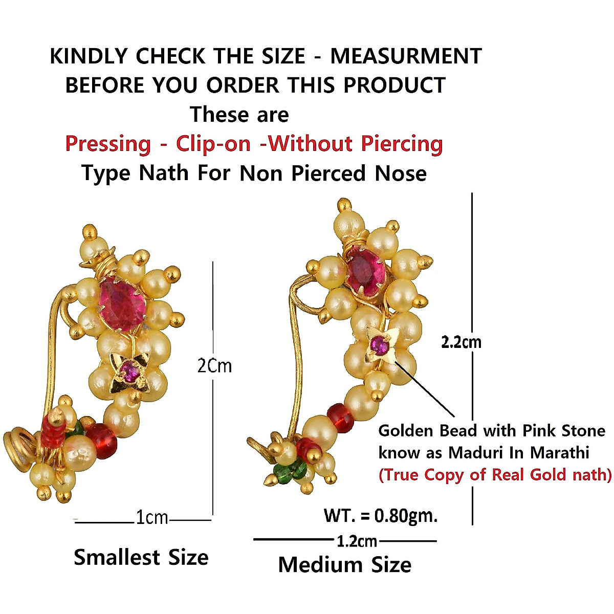 Best Deals Small maharashtrian Nath Adjustable Clip on Nose Ring Without Piercing for Women