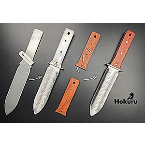 HOKURU Hori Hori Knife - Landscaping, Digging, Weeding, Cutting, Planting Gardening Tool With Leather Sheath, Stainless Steel Blade and Sharpening Stone