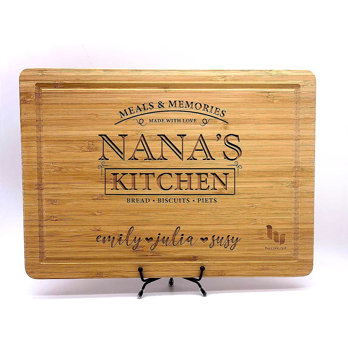 Personalized Cutting Board for Mom or Grandma, Custom Engraved Name and Text, Customized Mom and Grandma Gift from Daughter or Son, Kitchen Sign with Stand, 12 Designs and 3 Sizes