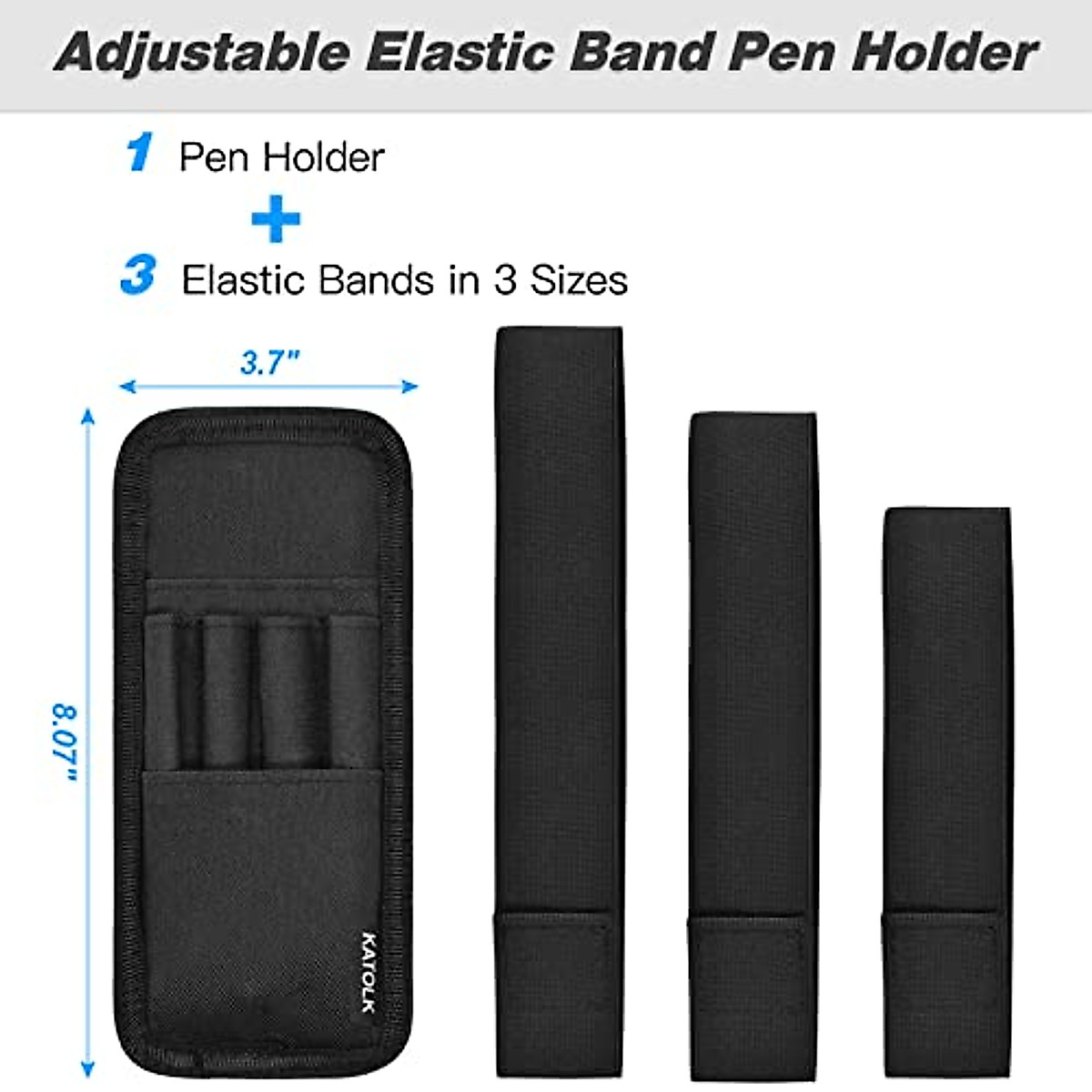 KATOLK Pen Holder for Notebook, Adjustable Elastic Band Pen Holder Pencil Holder Pen Clip for Notebook, Durable Planner Pen Holder, Journal Pen Holder, Pen Sleeve Case for Hard Cover Journals, Books