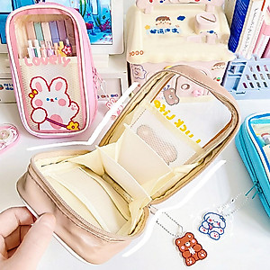 MIFJNF Cute Pencil Case Kawaii Pencil Case Aesthetic Large Capacity Pencil Case with Accessories Pencil Pouch for Girls (Pink)