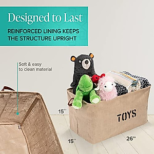 Woffit Set of 2 Toy Storage Organizer Baskets for Nursery, Playroom, Kids & Living Room, Etc, EXTRA LARGE Sturdy and Collapsible Tote Bins for Children & Dog Toys Great Chest Box for Boys & Girls