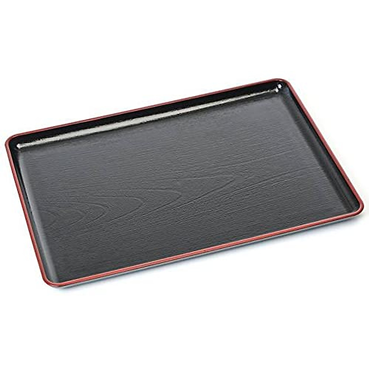 JapanBargain 4126, Large Japanese Serving Tay Plastic Lacquered Tray for Eating Tea Serving Tray Ottoman Coffee Table Tray TV Tray Butler Tray, Black and Red Color, Made in Japan, 18x13-3/4 inch