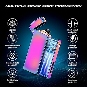 LcFun Electric Lighter Plasma Dual Arc Lighter, Windproof USB Rechargeable Lighter, Flameless Cool Lighters with LED Battery Indication for Candles, Incense Stick, Outdoor Camping (Magic)