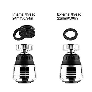 2PCS Kitchen Faucet Aerator, Splash Filter Attachment Tap 360 Rotate Swivel Saving Diffuser Nozzle Filter Adapter