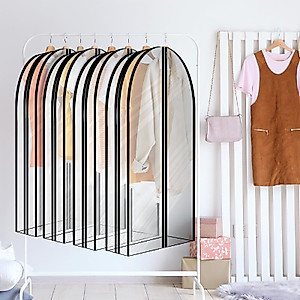 Garment Bags for Closet Storage 10" Gusseted Clear Suit Cover Bags 43" Hanging Clothes Bags Moth Proof Clothing Cover for Coats Jackets Dresses Shirts