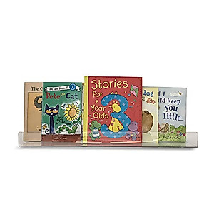 18" Clear Acrylic floating shelf, Wall Mounted Nursery Kids Bookshelf, Invisible Spice Rack, Clear SET OF 2