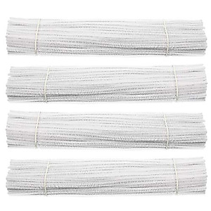 Waycreat 400 Pieces Pipe Cleaners White Chenille Stem for DIY Art Craft Decorations (6mm x 12 Inch)