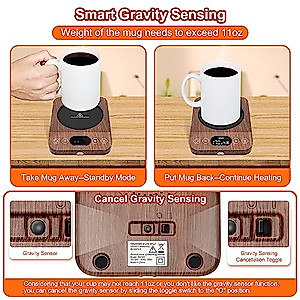 CEROBEAR Coffee Mug Warmer, Auto On/Off Upgrade Gravity-Induction Mug Warmer for Desk with 9 Temperature Settings, 1-9 Timer Smart Candle Cup Warmer for Home Office