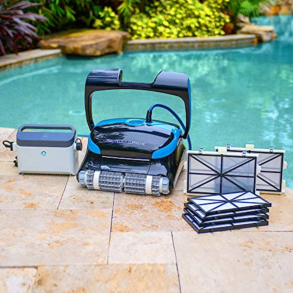 Dolphin Nautilus CC Supreme WiFi Operated Robotic Pool [Vacuum] Cleaner - Ideal for In Ground Swimming Pools up to 50 Feet - Easy to Clean Top Load Filter Cartridges