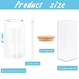VACVOU 25 Pack 16oz Beer Can Glass with Lids and Straw, Can Shaped Glass Cups,Glass Cup,Beer Glasses Drinking Glasses Bulk (Transparent)