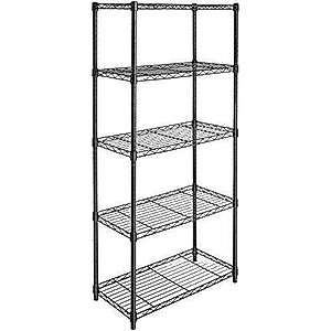 HKYH 5-Shelf Heavy Duty Shelving Storage Wire Rack w/Wheel Casters - 30x14x65 Black Generic Storagerack Closet organizers and storage Organization and storage Storage shelves Closet storage Boo