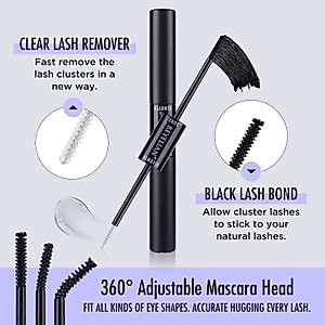 BEYELIAN Cluster Lashes D Curl 84 Pcs and Lash Bond and Remover Kit, Individual Lash Clusters Super Thin Band Lash Adhesive Super Strong Hold 48 Hours, Fast Removal Remover with No Residue