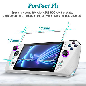 TERPINK 2 Pack Screen Protector Tempered Glass Compatible with ASUS ROG Ally Handheld 7 inch 2023, 9H Tempered Glass, 2.5D Arc Edge, Transparent Ultra HD, Anti-Scratch