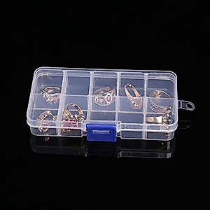 10 Removable Grid Compartment Clear Rectangle Plastic Storage Box, Jewelry and Crafts Organizer Container with Adjustable Dividers（1 Pack）