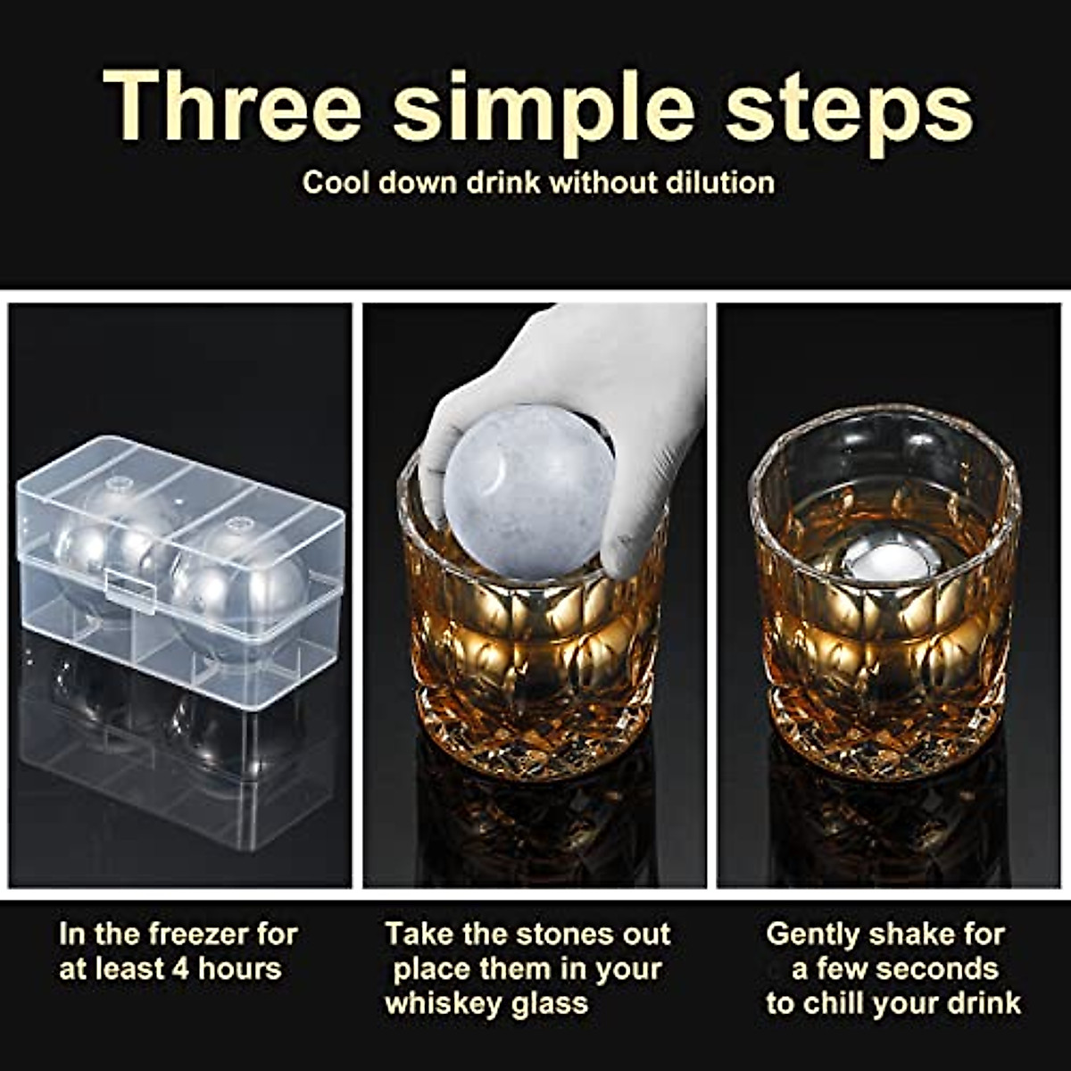 Sunjoy Castle Whiskey Stones Stainless Steel Metal Ice Cube Golf Ball 2.2" Wine Ice Balls for Whiskey Stainless Steel Ice Cube Whiskey Balls Whiskey Chilling Stones Gift Set of 2