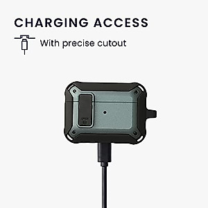 kwmobile Earphones Case Compatible with Apple Airpods Pro 2 - Protective Earbuds Headphones Cover - Dark Metallic Green