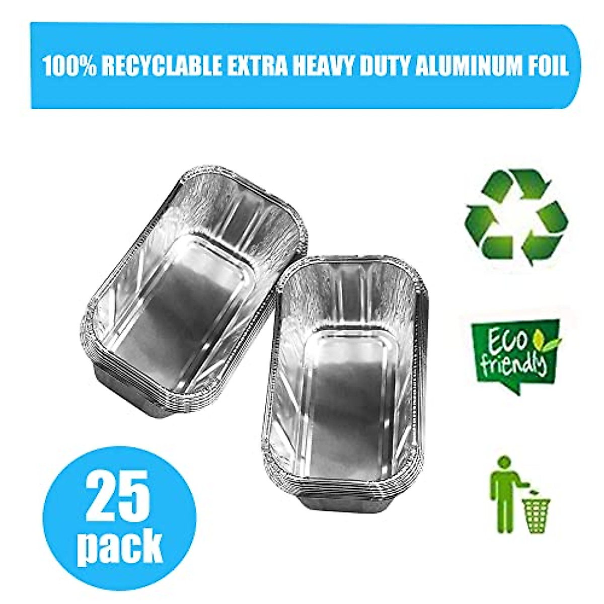 DONSIQIZZ 25 Pack Foil Drip Pan Liners for Char Griller 8128 8036 8536 Flat Iron Griddle Gas Grills, Compatible with CharGriller Flatiron Griddle Grease Cup Liners, Aluminum Pans Disposable 7" x 4.2"