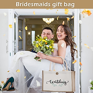 12 Pieces Jute Tote Bags Burlap Tote Beach Bags with Handles Reusable Waterproof Tote Shopping Bag Blank DIY Canvas Gift Bag Jute Travel Tote Bag for Beach Bridesmaid Wedding 14.57 x 10.24 x 6.69 Inch