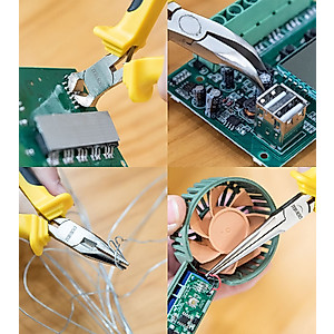 DOWELL 6-piece Mini Pliers Set Needle Nose Diagonal Long Nose Bent Nose End Cutting and Linesman for Making Crafts Repairing Electronic Devices with Pouch