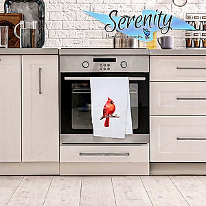 Christmas Decor | Decorative Kitchen and Bath Hand Towels | It's To A Lot | Winter Novelty | White Towel Home Holiday Decorations | Gift Present (Cardinal)