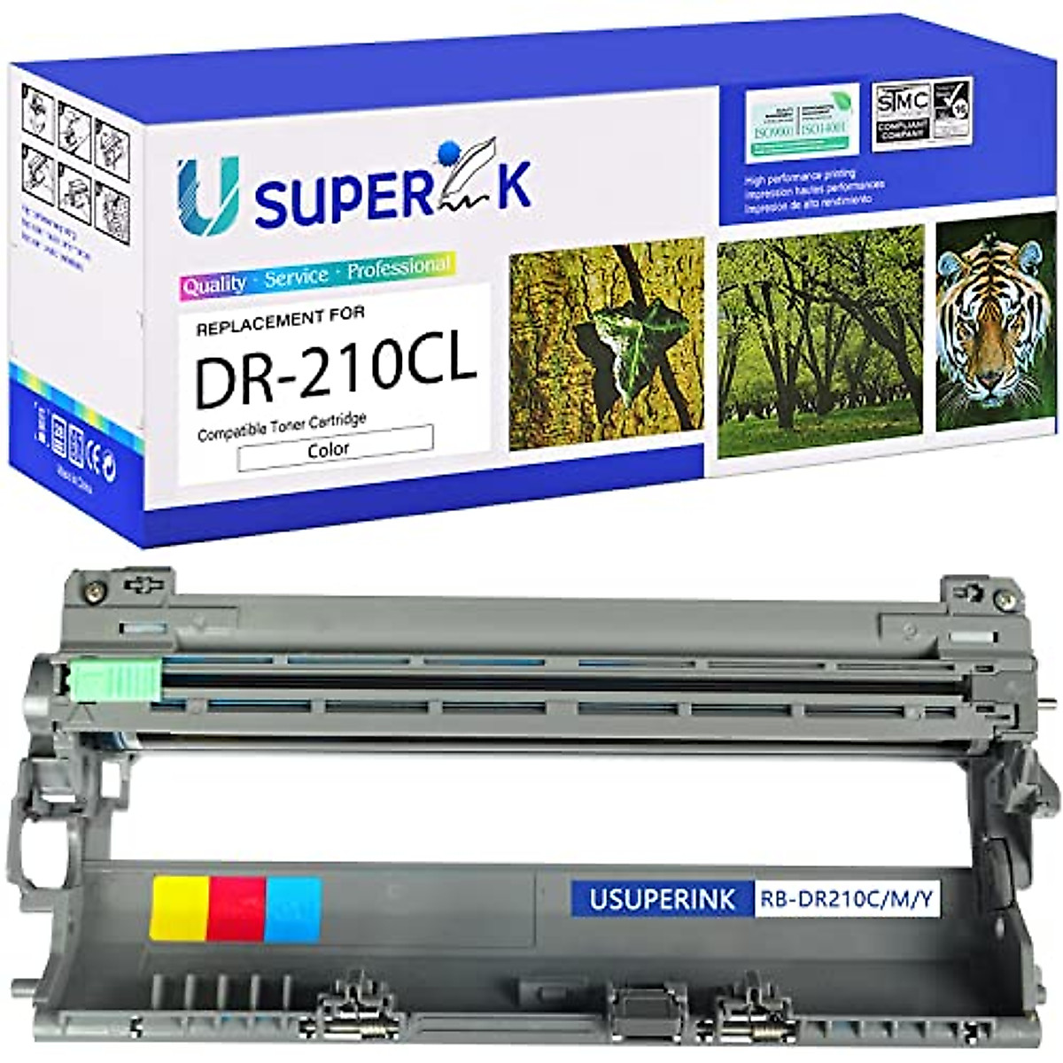 SuperInk 1 Pack High Yield Replacement Compatible for Brother DR210 Cyan/Yellow/Magenta Color Drum Unit for DR210CL DR-210 MFC-9010CN Printer