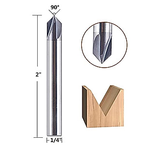 Spetool 90 Degree Carbide V Bits with Tiain Coated 4 Flutes, Chamfer End Mill for Caving V Groove and Sign