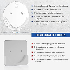 Shower Curtain Rod Holder for Wall – Adhesive Bathroom Tension Rod Retainer with Wide Bracket Include Strong Tapes for No Drilling Quick Mount and 304 Screws for Permanent Installation (Gloss Clear)